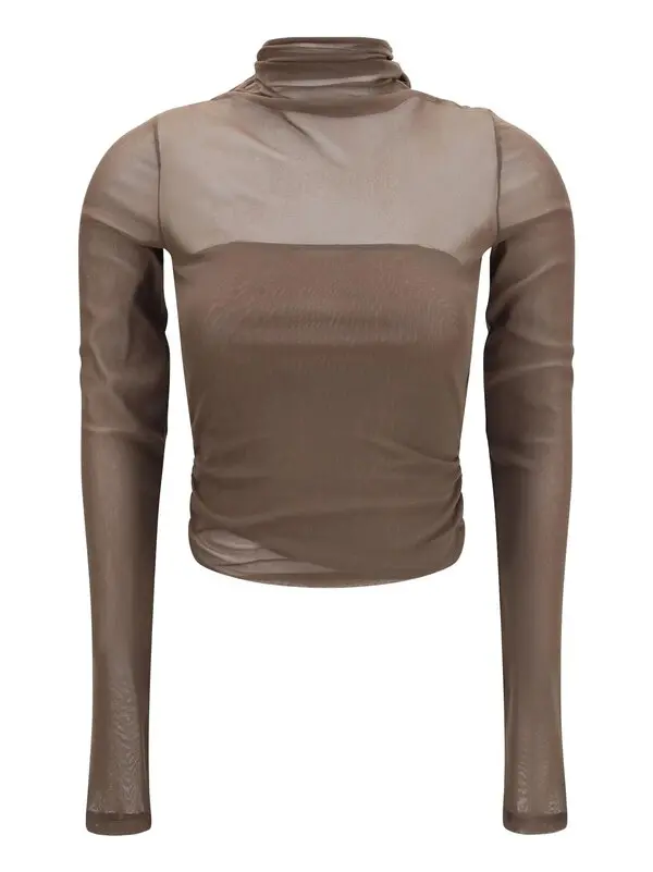 LEMAIRE Ballerina Top With Integrated Scarf - Brown