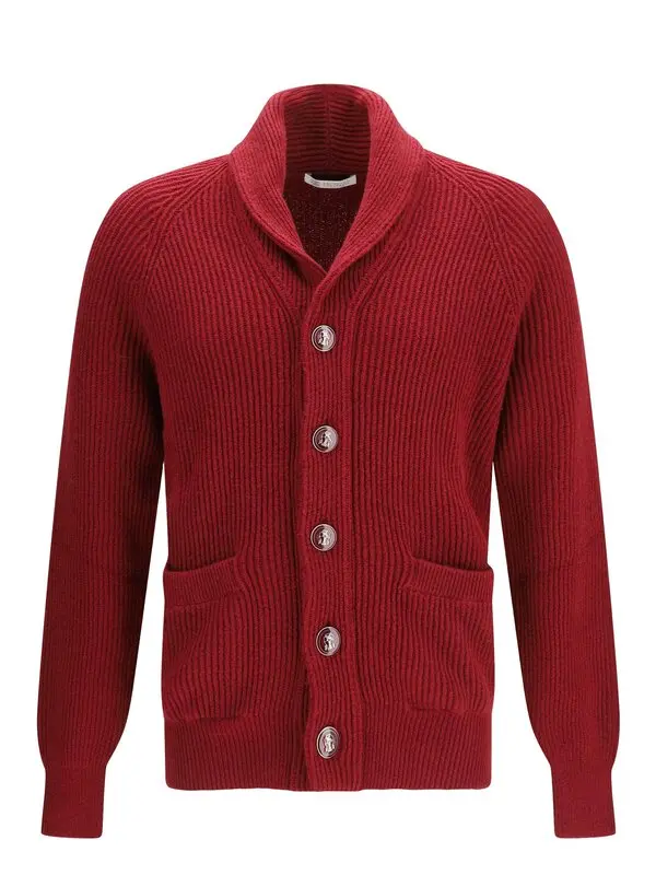 Brunello Cucinelli Ribbed Cardigan - Red