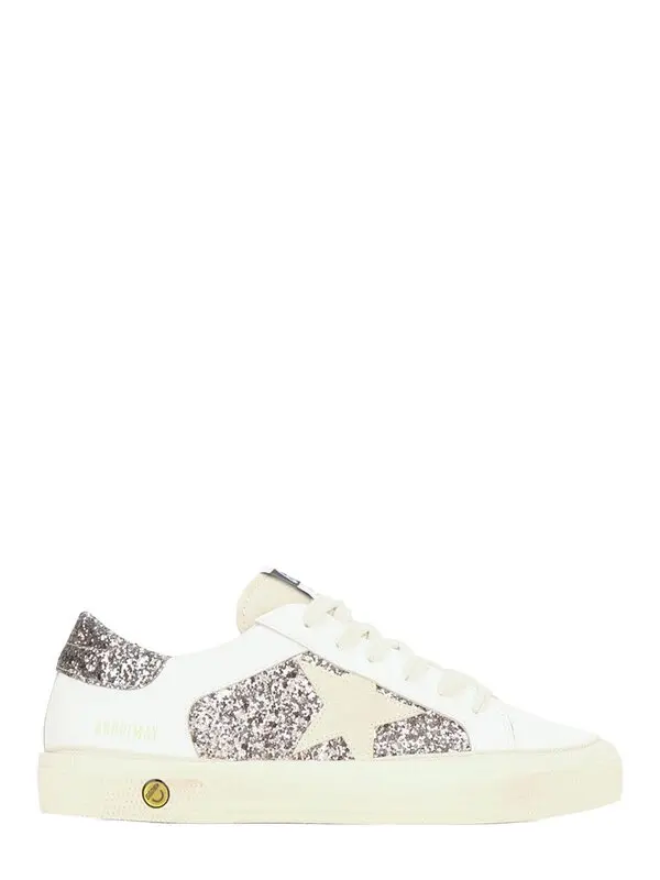 GOLDEN GOOSE May Leather And Glitter Sneakers - Multicolor
