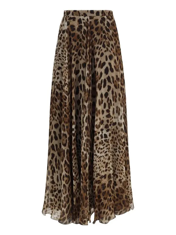 Dolce & Gabbana Leopard-print Chiffon Maxi Skirt - Cream