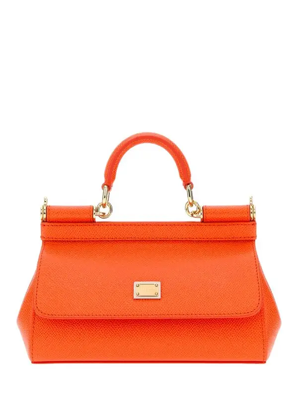 Dolce & Gabbana Leather Small Sicily Handbag - Orange