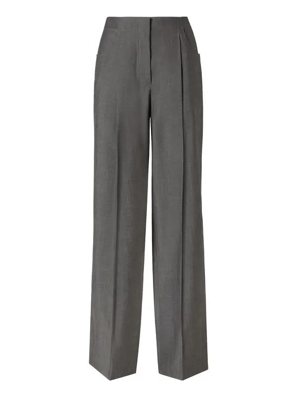 Fendi Wide Leg Pleated Mohair Trousers - Grey
