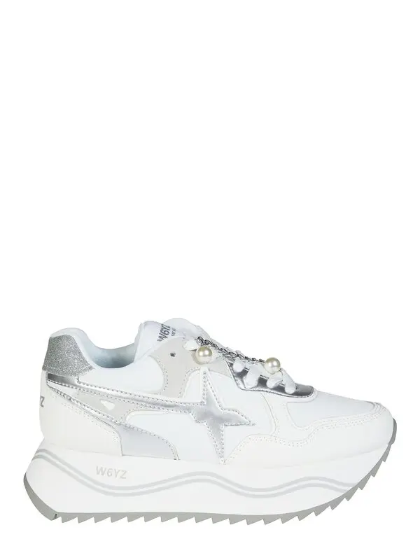 W6YZ Deva-w Platform Sneakers With Pearl Embellishments - Bianco