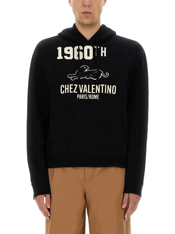 Valentino Garavani S Cotton-viscose Hoodie - Black