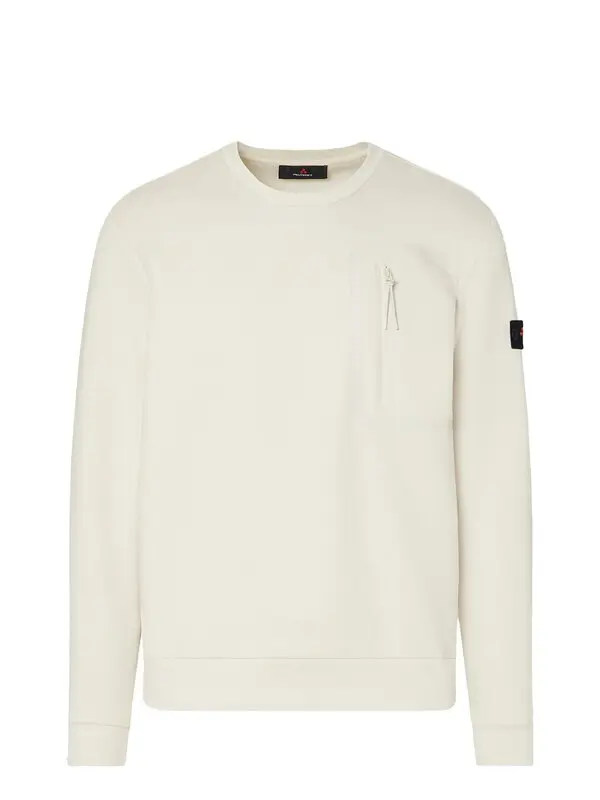 Peuterey Crewneck Sweatshirt With Zip Chest Pocket - Pergamena