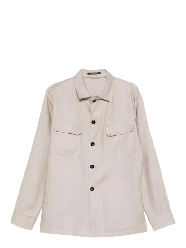 Tagliatore Tailored Linen Shirt Jacket - Grey