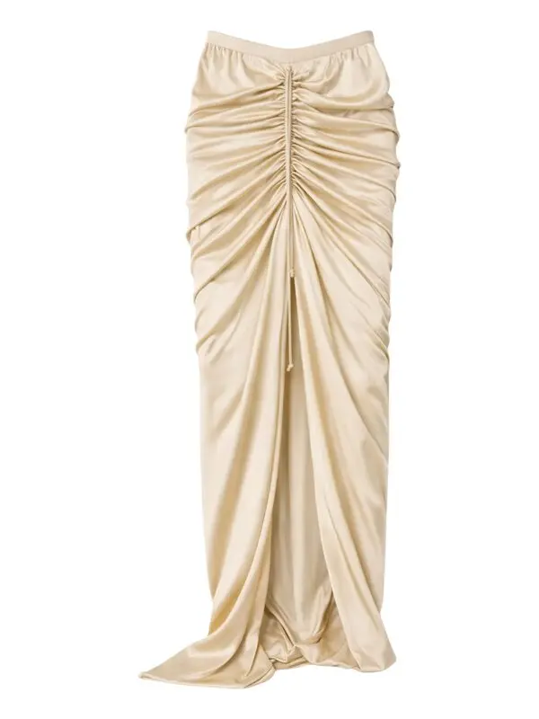 Rick Owens Ruched Maxi Skirt - Beige