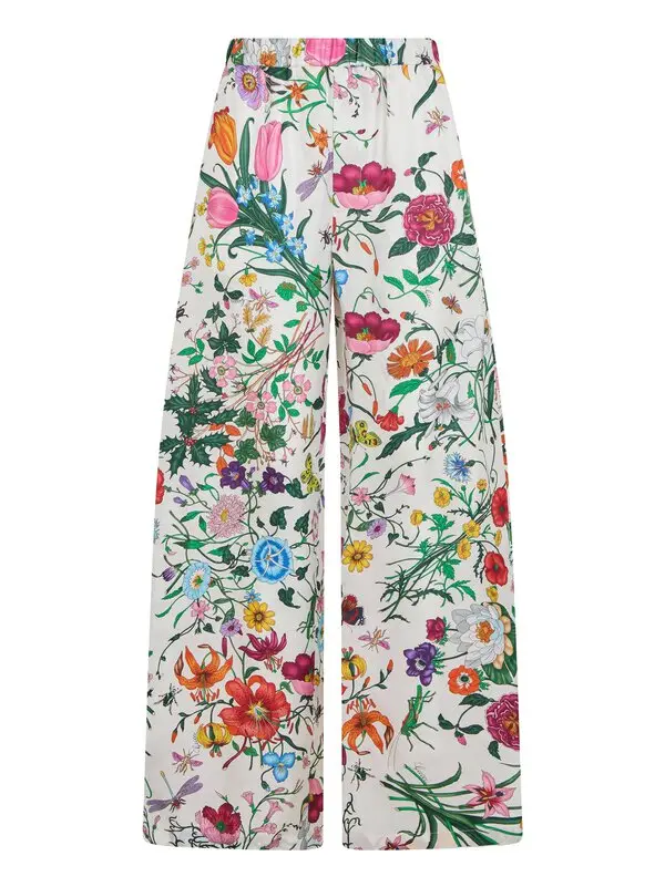 Gucci Floral Silk Wide-leg Palazzo Pants - Multicolor