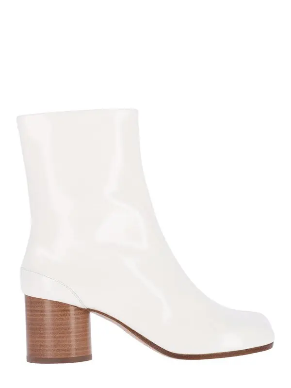 MAISON MARGIELA Leather Ankle Boots With Rubber Contrast Detail - White