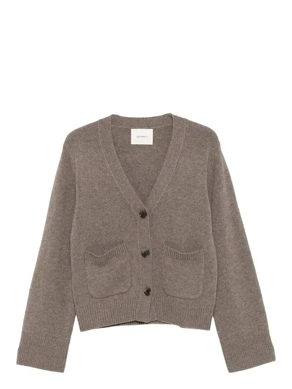 LISA YANG Cashmere V-neck Cardigan With Button Front And Patch Pockets - Marrone