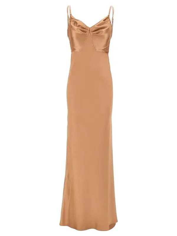 Elisabetta Franchi Ruched Detail Slip Dress - Suede