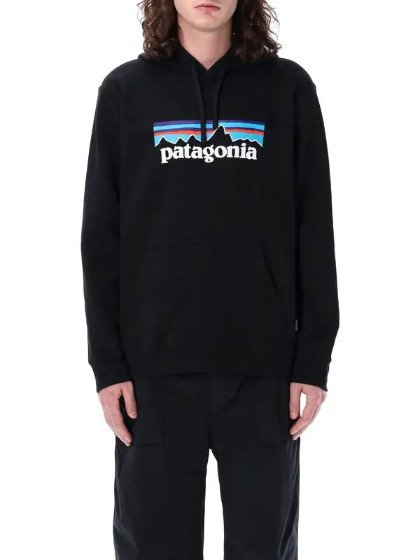 Patagonia P-6 Logo Recycled Cotton-polyester Hoodie For - Nero