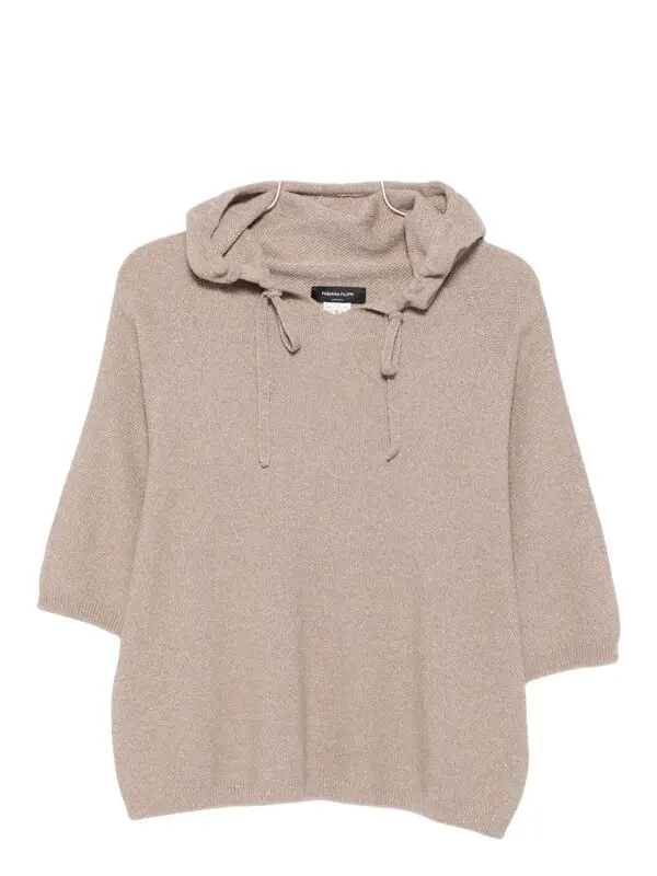 Fabiana Filippi Ribbed Knit Drawstring Hoodie - Brown
