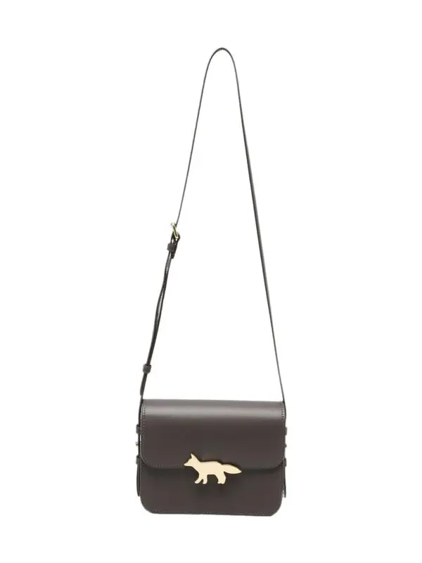 Maison Kitsuné Edie Leather Crossbody Bag With Fox Clasp - Brown