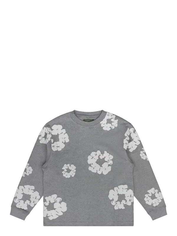 DENIM TEARS Cotton Wreath Long Sleeve T-shirt - Grey