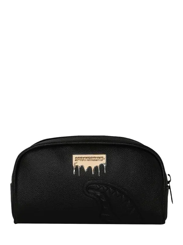 SPRAYGROUND Gold Brick Luxe Shark Pencil Pouch - Black
