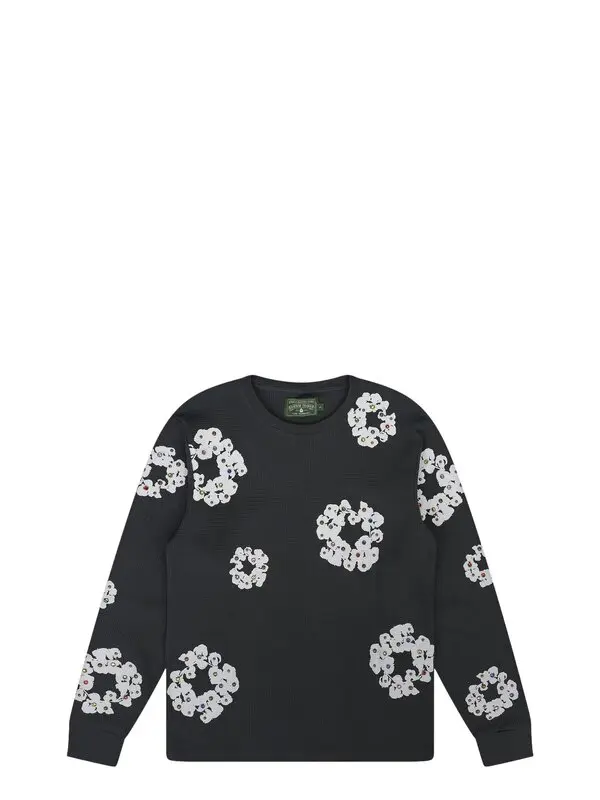 DENIM TEARS Cotton Wreath Thermal Top - Black