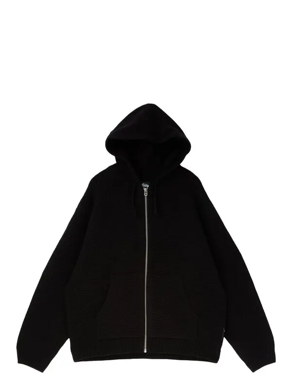 StÜssy Textured Zip Hooded Sweater - Black