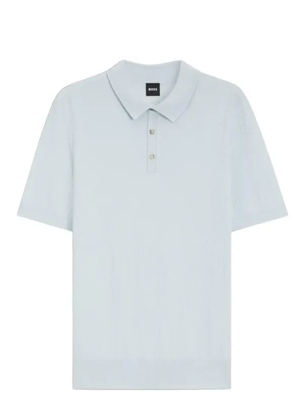 BOSS Regular-fit Knit Polo In Structured Fabric - Light Blue