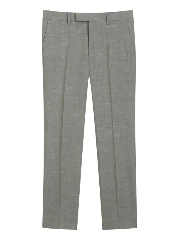 BOSS Slim-fit Pants In Melange Stretch Wool And Linen Blend - Light Green