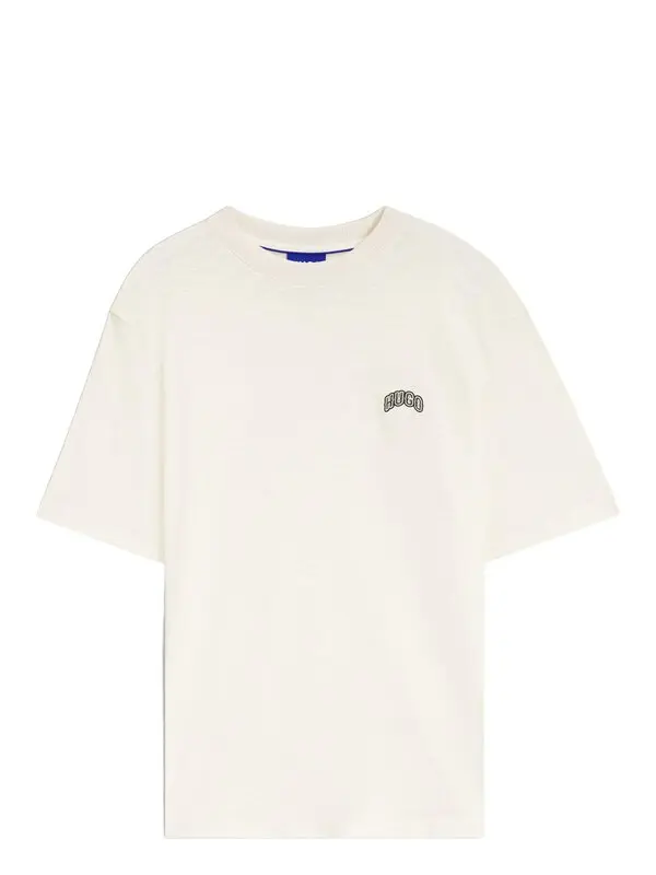 Hugo Regular-fit Cotton T-shirt With Varsity Logo - White