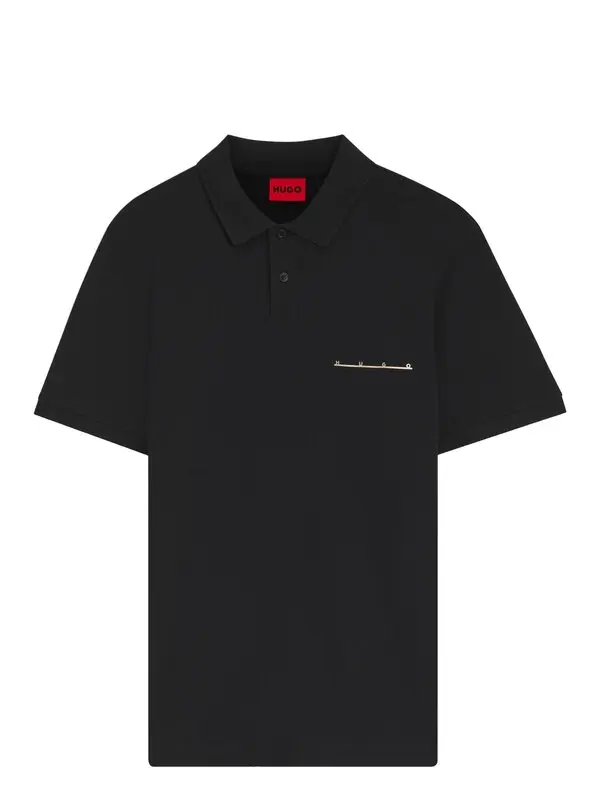 Hugo Cotton Piqué Polo Shirt With Logo Detail - Black