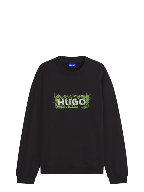 Hugo Cotton Terry Sweatshirt With Embroidered Logo - Black