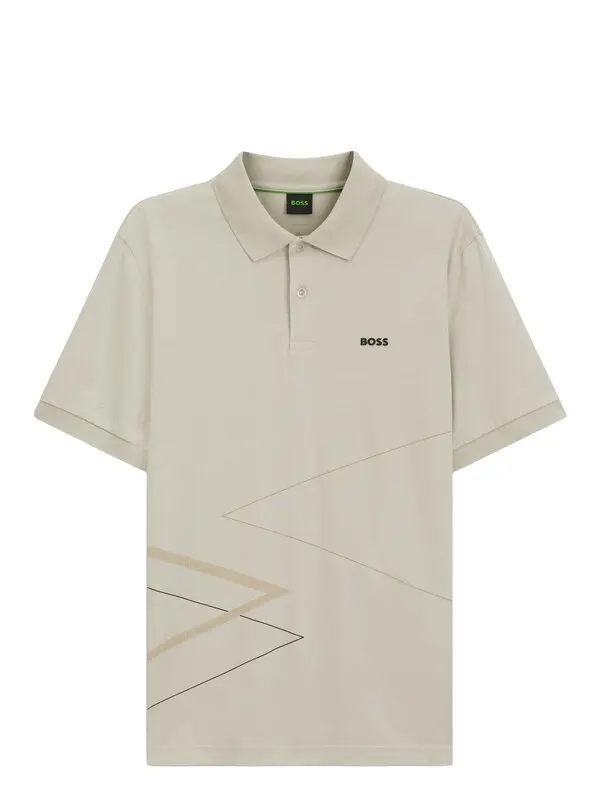 BOSS Pima Cotton Polo Shirt With Placed Print - Light Beige