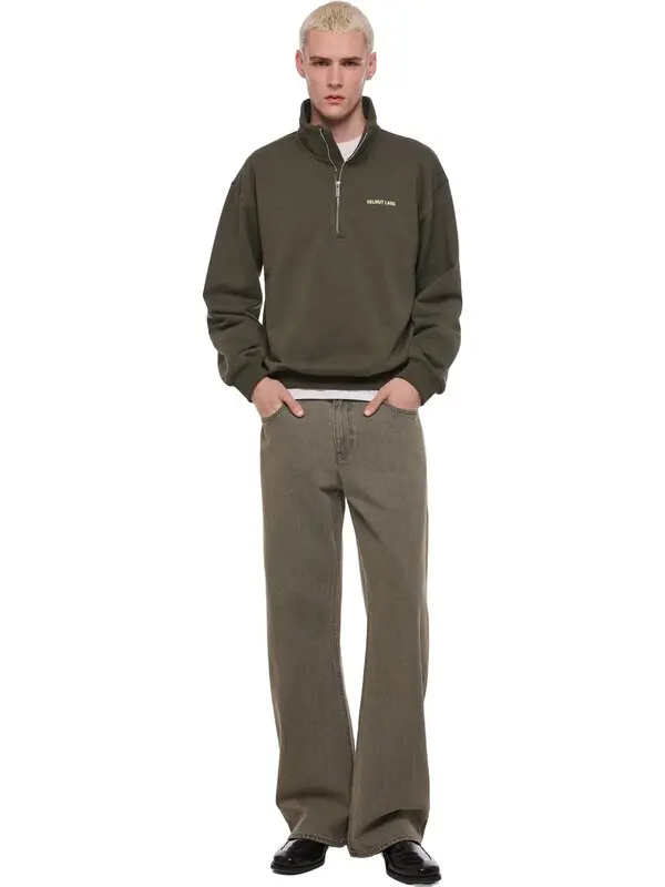 Helmut Lang Small Logo Quarter-zip Sweatshirt - Forest Night