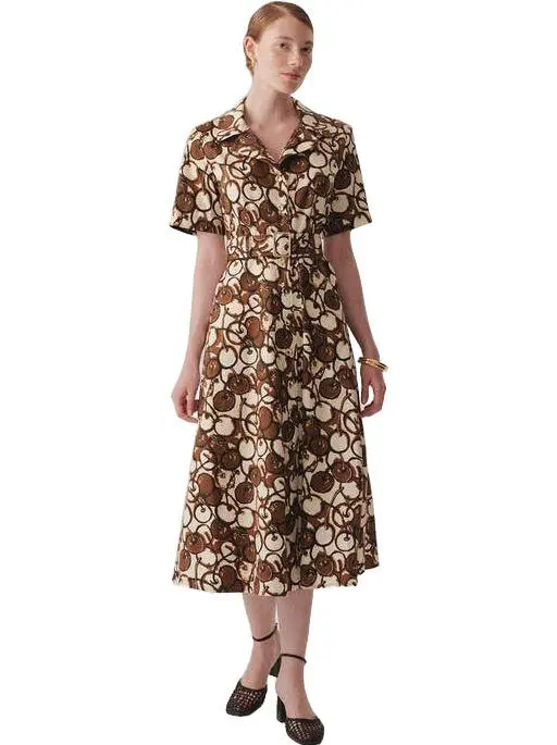 EXQUISE Zuri Printed Midi Dress - Brown