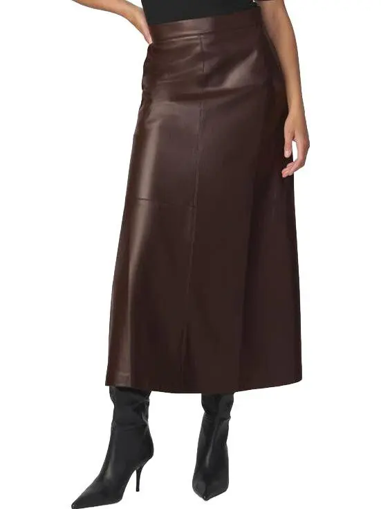 Joe's Jeans The Tavi Faux Leather Maxi Skirt - Dark Chocolate