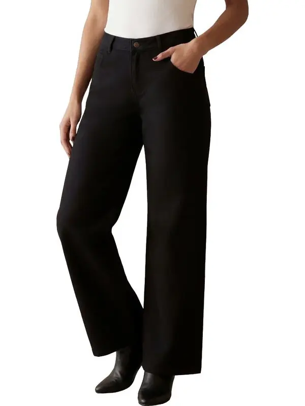 JESSICA LONDON Classic Denim Wide Leg Jean - Black