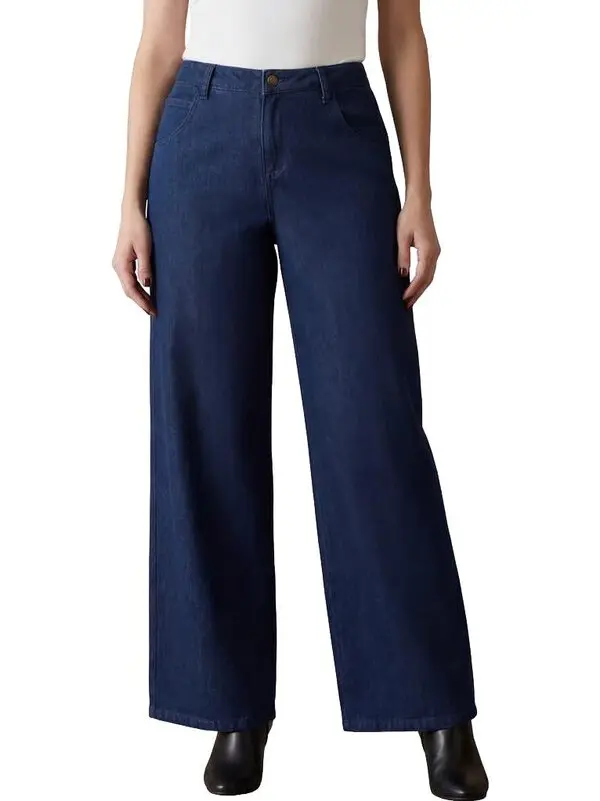JESSICA LONDON Classic Denim Wide Leg Jean - Indigo