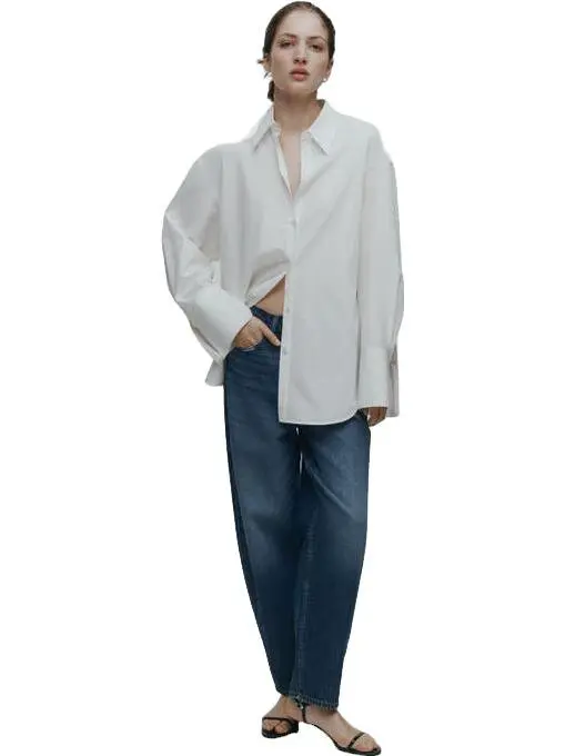 H&m High-waist Barrel-leg Ankle Jeans - Denim Blue