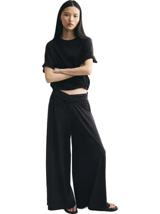 H&M Draped Pull-on Wide-leg Pants - Black