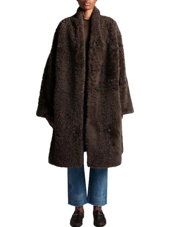 TOM FORD Genuine Shearling Cocoon Coat - Coffee/black