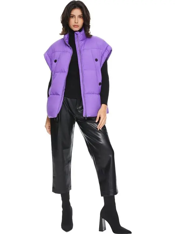 OROLAY Oversized Sleeveless Classic Puffer Vest - Purple