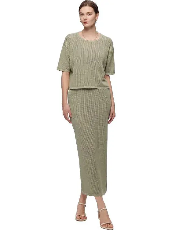 JUANA Marina Open Knit Maxi Skirt - Light Sage