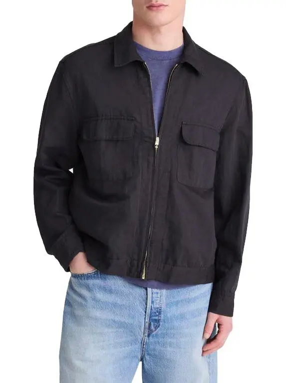 Madewell Zip Front Organic Cotton & Linen Jacket - Black
