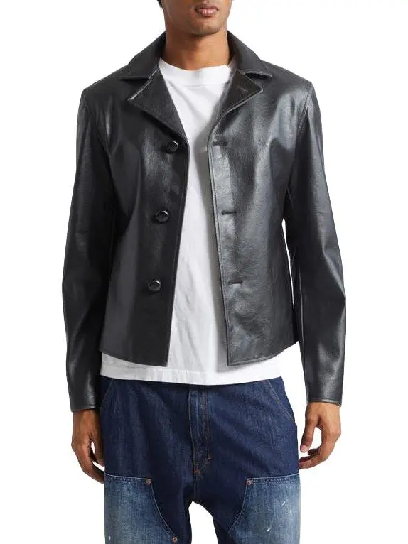 MAISON MARGIELA Faux Leather Jacket With Notched Lapel - Black