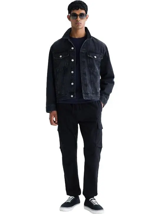 H&m Slim-fit Cotton Twill Cargo Pants With Drawstring Waist - Black