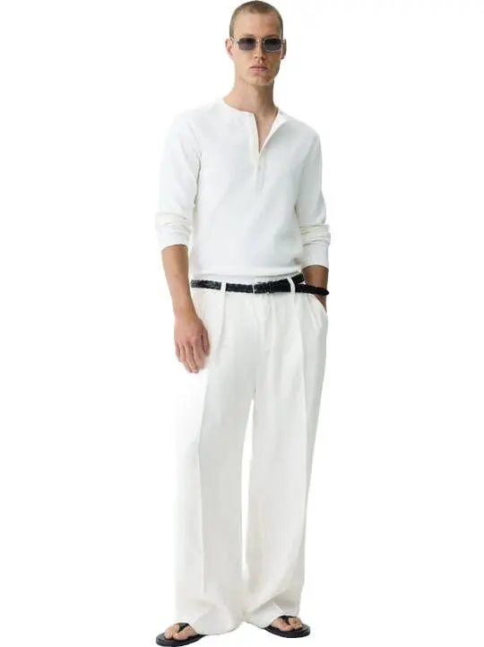 H&m Loose-fit Wide-leg Linen Pants - Ivory