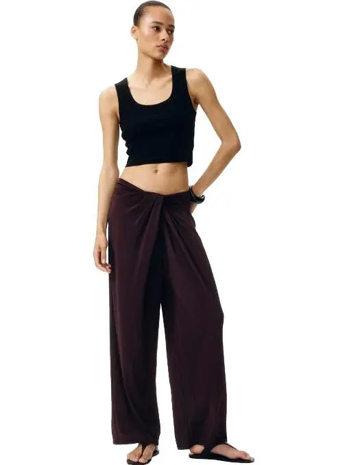H&m Twist-detail Jersey Pants - Dark Brown