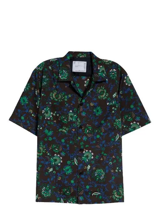 Sacai Floral Print Button-up Shirt - Brown