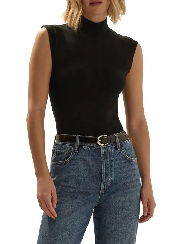 FAVORITE DAUGHTER Heritage Mock Neck Top - Black