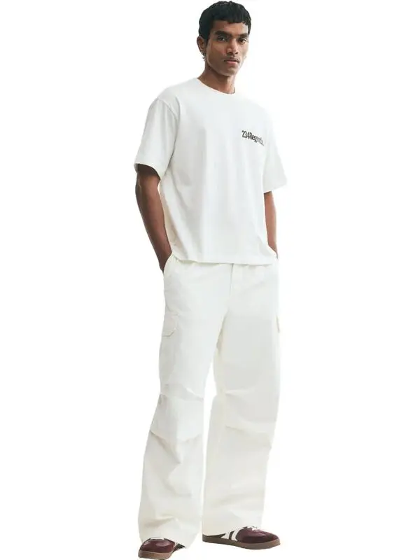 H&M Loose-fit Cargo Pants In Cotton Twill - Cream