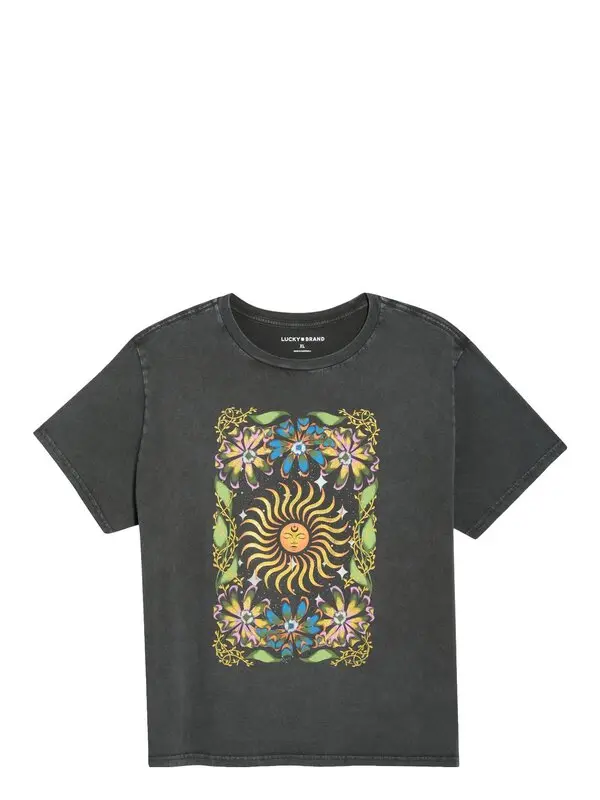 Lucky Brand Colorful Sun Graphic T-shirt - Jet Black