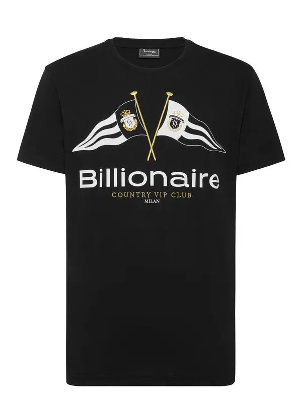 BILLIONAIRE T-shirt Round Neck Flags - Black