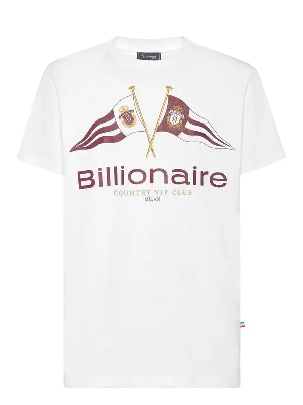 BILLIONAIRE T-shirt Round Neck Flags - White