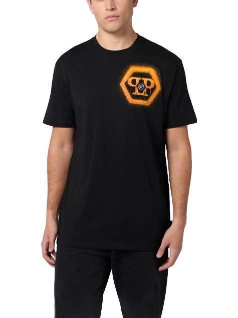 Philipp Plein Round Neck T-shirt Spray Hexagon - Black